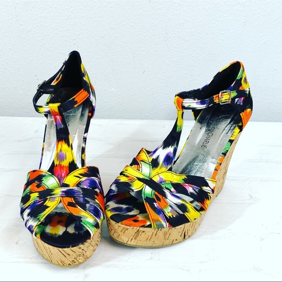 Charming Charlie | Shoes | Charming Charlie Multicolor Floral Platforms ...